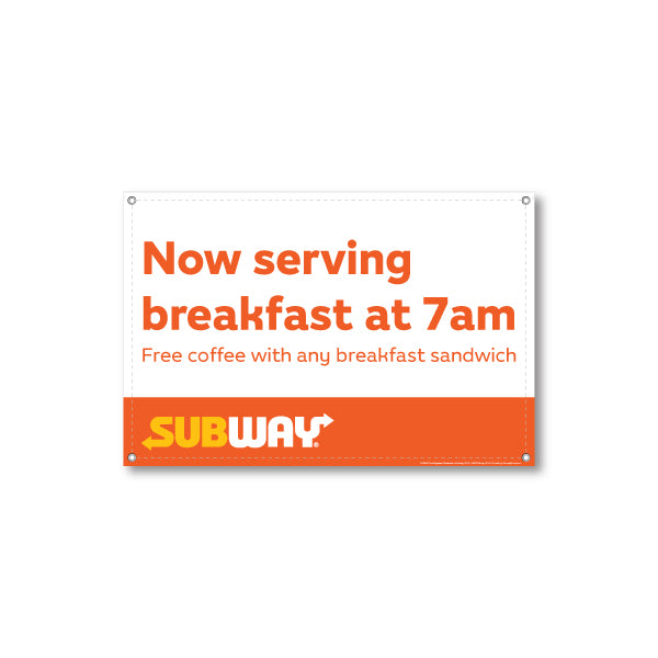 Subway Now Serving Breakfast at 7am Banner | Subway Prints