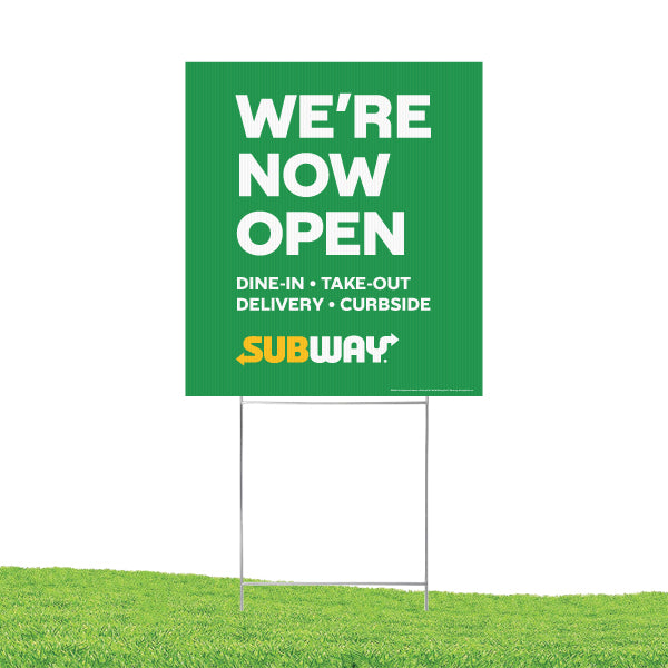 16"x18" We Are Now Open Yard Sign | Subway Prints