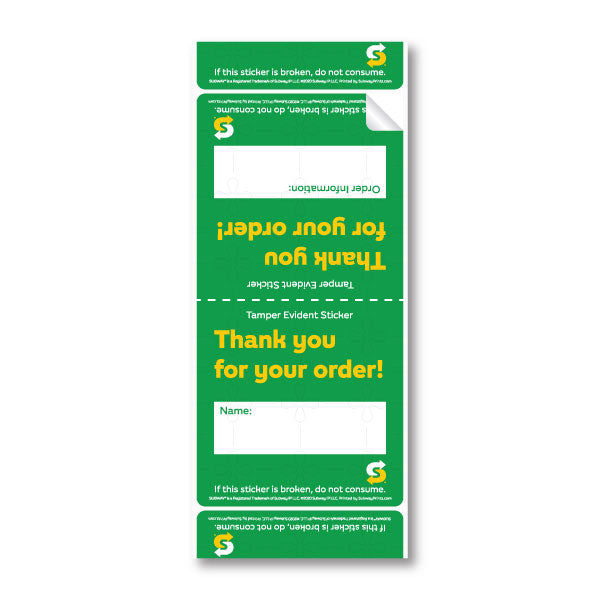 Tamper Evident Stickers for Subway - Pack of 500 | Subway Prints