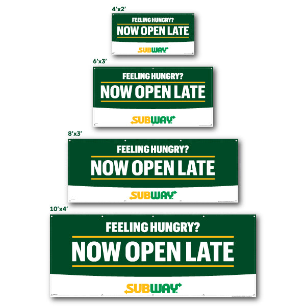 Subway Now Open Late Banner | Subway Prints